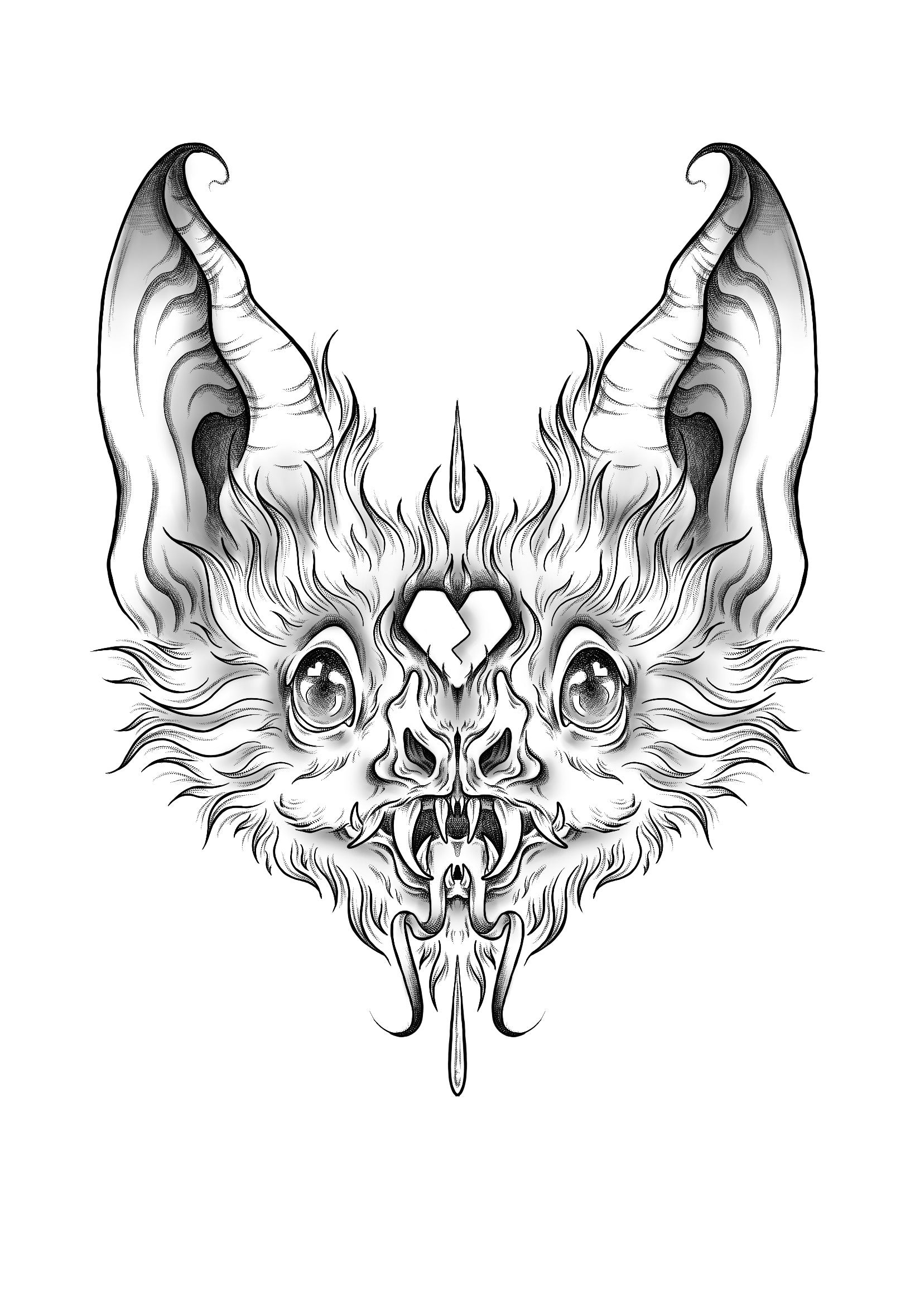 Blackwork Bat - Ema – Sara Bird Tattoo
